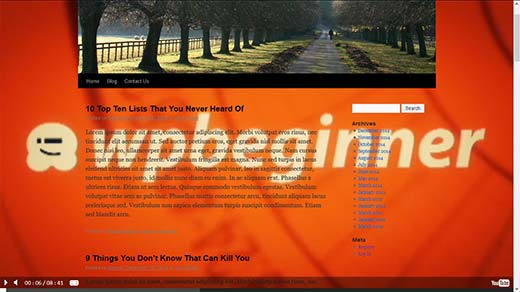 How to Add YouTube Video as Fullscreen Background in WordPress
