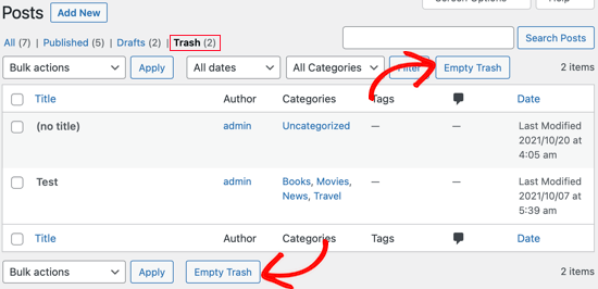 How to Limit or Disable Automatic Empty Trash in WordPress